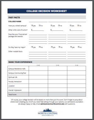 College Decision Worksheet - Download Now